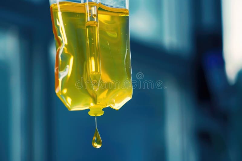 A Single Drop of Liquid Suspended on a Medical Dropper, Ready for ...