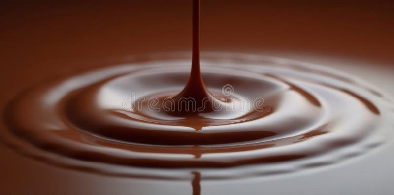 Single Drop of Milk Falling into Chocolate, Creating Ripples, Milk ...
