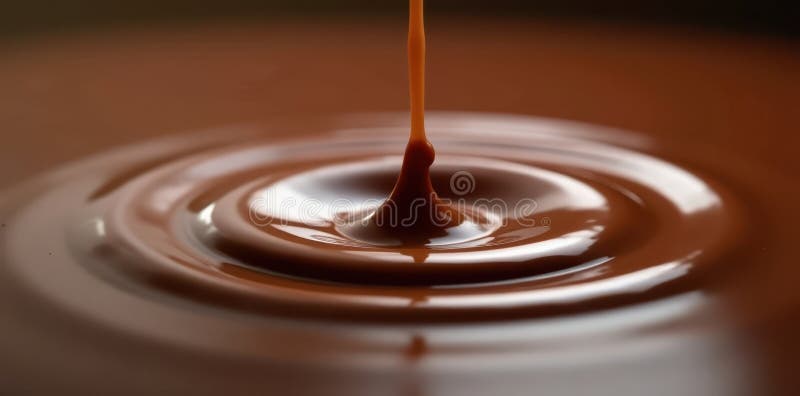 Single Drop of Milk Falling into Chocolate Creating Ripples Still Life ...