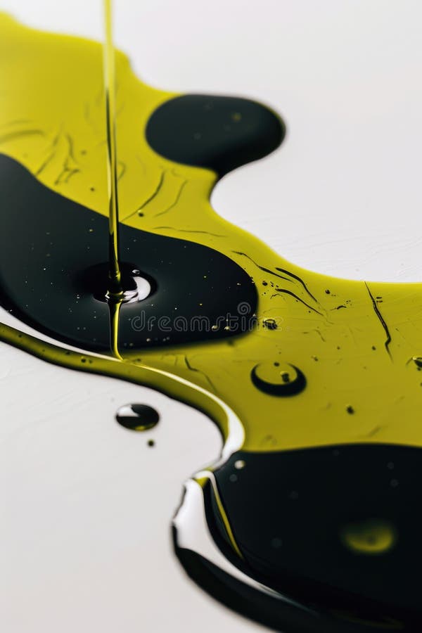 A Single Drop of Oil is Falling Onto a Table, Capturing the Moment Just ...
