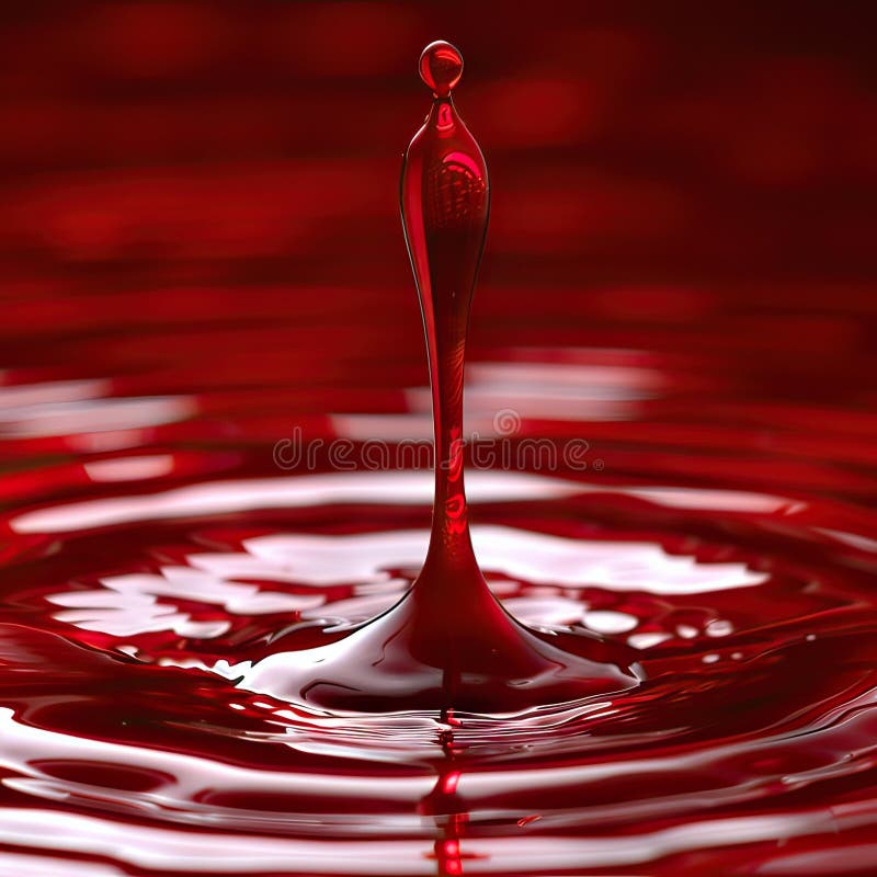 A Single Drop of Red Liquid Drips into a Puddle of More Red Liquid ...
