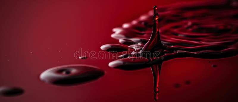 A Single Drop of Red Liquid Creates Ripples and Circular Patterns on a ...