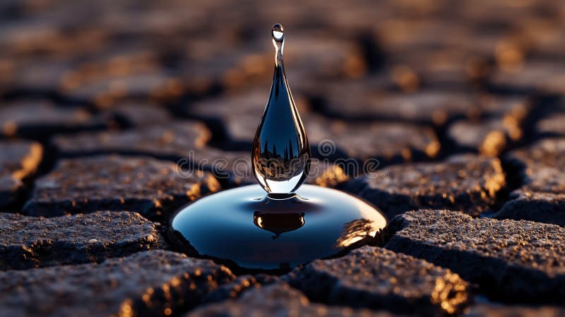 A Drop of Water is Falling into a Crack in the Ground Stock Image ...