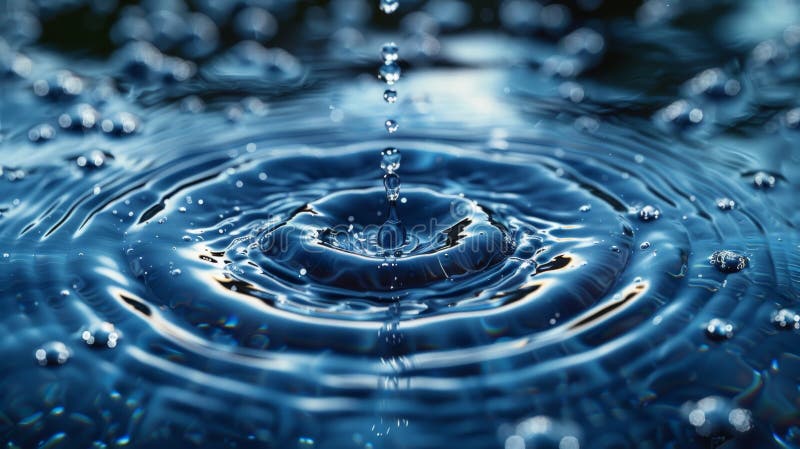A Single Drop of Water Creates Ripples and Bubbles As it Falls into a ...