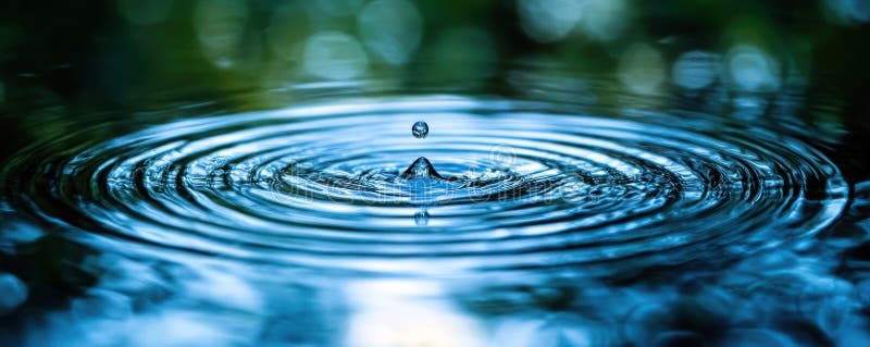 A Single Drop of Water Creates Ripples on the Calm Surface of the Pond ...