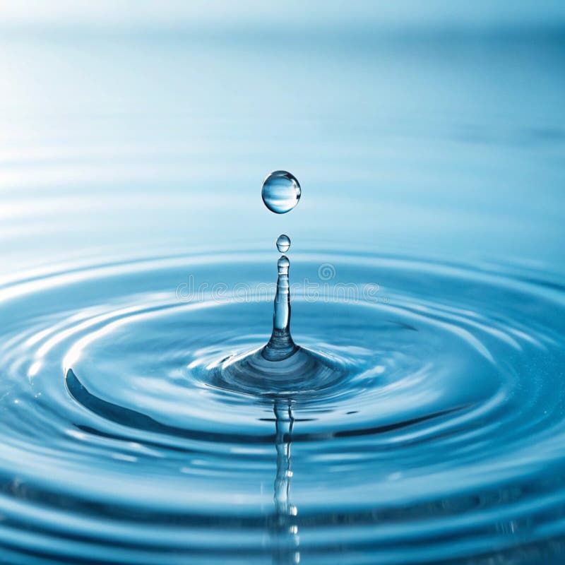 Pure Water Drop Ripples Blue Background Stock Illustration ...