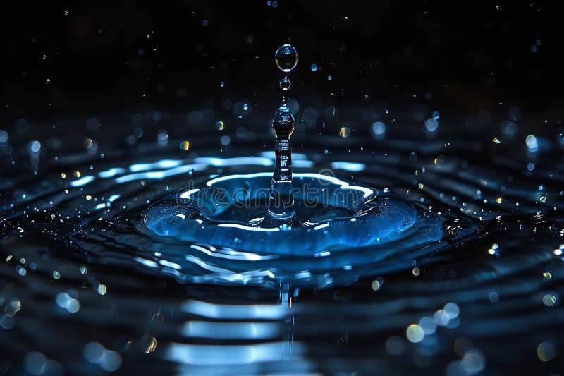 A Single Drop of Water Falling into the Center, Creating Ripples in Its ...