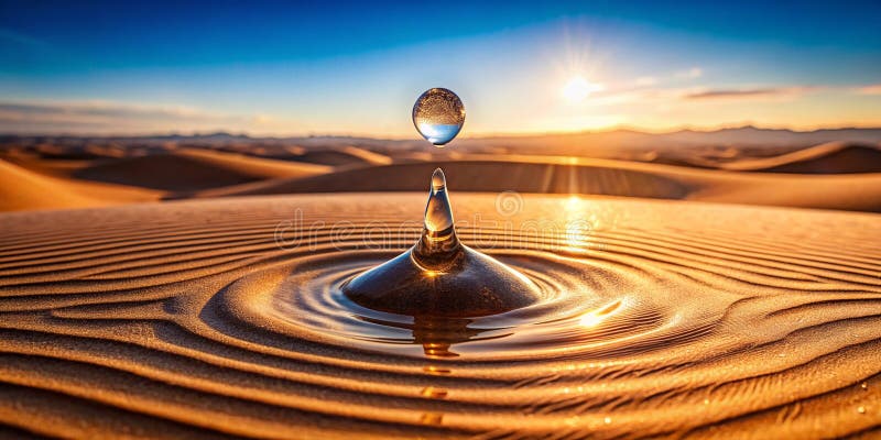 Single Drop of Water Falling in the Desert Creative AI Stock ...