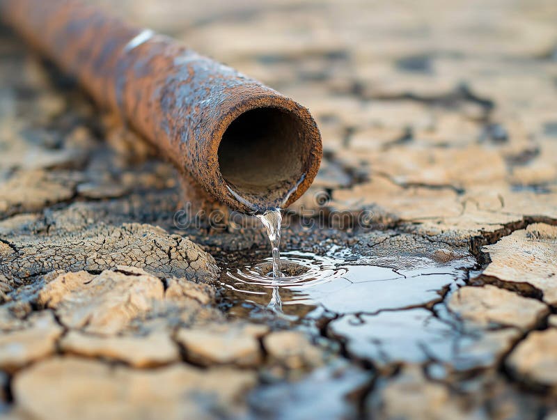Water Leaking from Rusty Water, a Single Drop of Water Falling from a ...