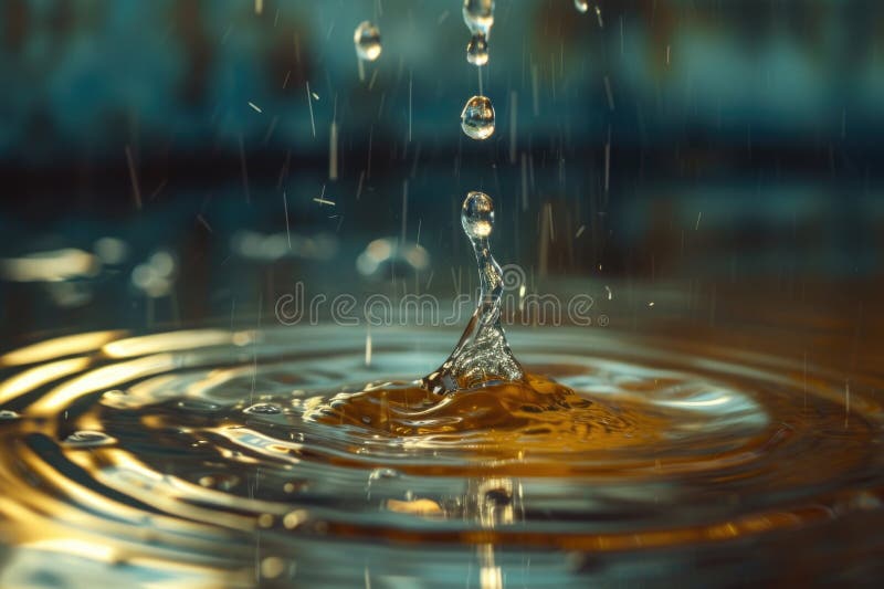 A Single Drop of Water Falling into a Pool, Creating Ripples. Suitable ...