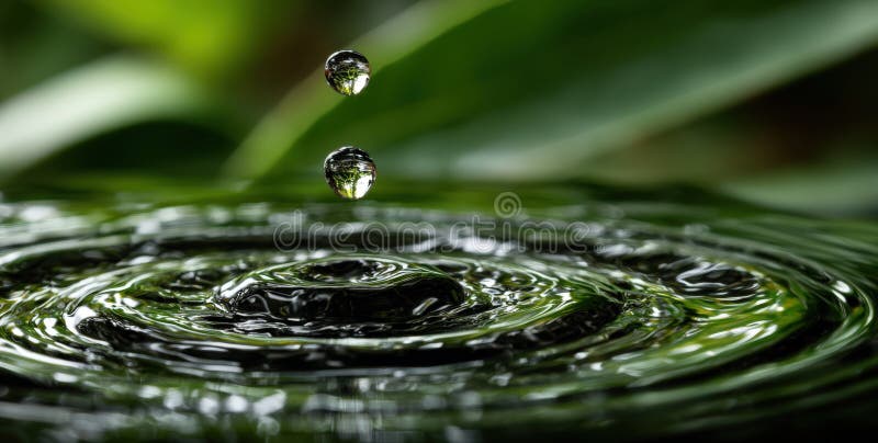 A Single Drop of Water Gracefully Falls into a Larger Pool of Water ...