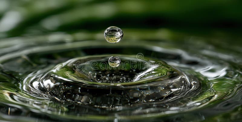 A Single Drop of Water Gracefully Falls into a Larger Pool of Water ...