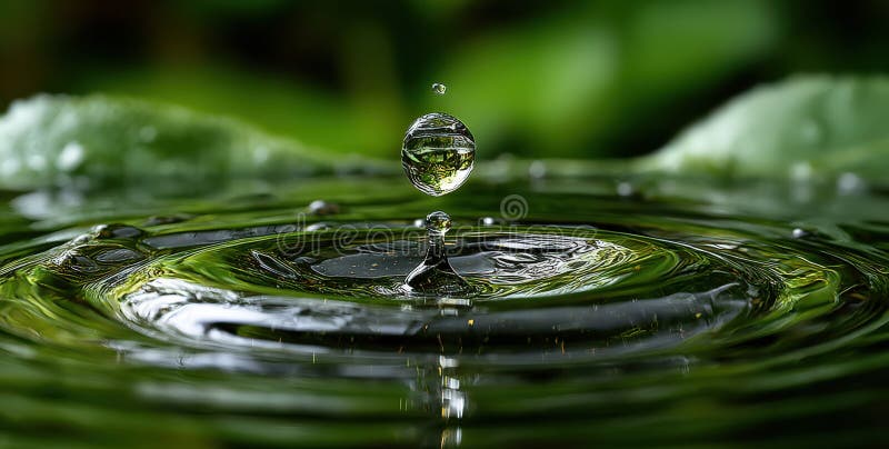 A Single Drop of Water Gracefully Falls into a Larger Pool of Water ...