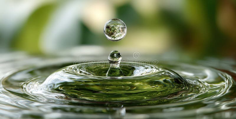 A Single Drop of Water Gracefully Falls into a Larger Pool of Water ...