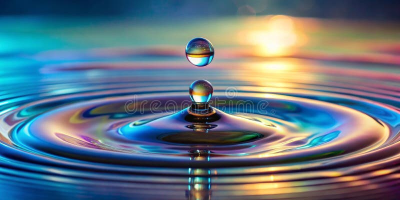 A Single Drop of Water Impacting a Surface Creating Vibrant Concentric ...