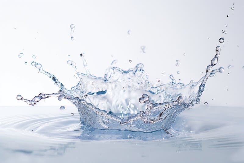 Single Drop of Water Lands on White Background, Creating a Splash of ...