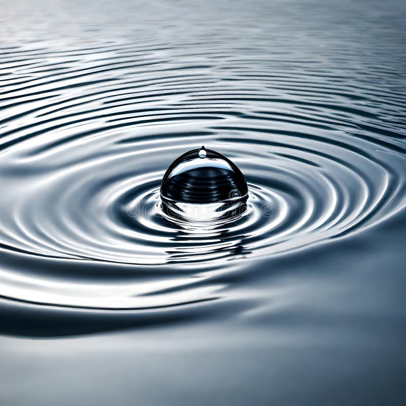 Single Drop of Water on Water - Ai Generated Image Stock Illustration ...