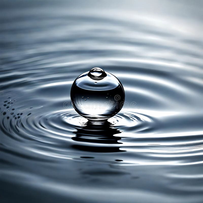 Single Drop of Water on Water - Ai Generated Image Stock Illustration ...