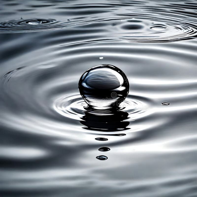 Single Drop of Water on Water - Ai Generated Image Stock Illustration ...