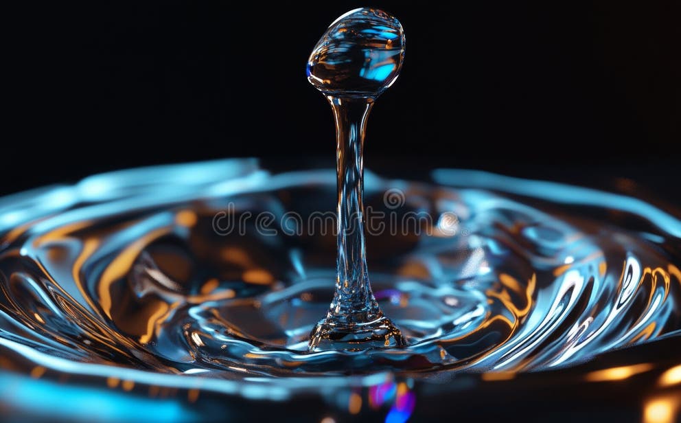 A Single Drop of Water Splashes into a Clear Puddle. Stock Illustration ...