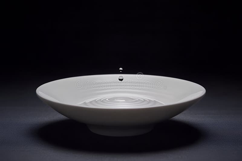 A Single Droplet Falling into a White Bowl Creating Concentric Circles ...