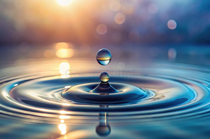 A Single Droplet Falls Onto a Still Surface, Creating a Mesmerizing ...