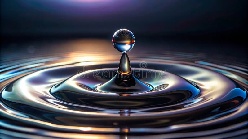 A Single Droplet of Liquid Impacting a Dark Reflective Surface ...