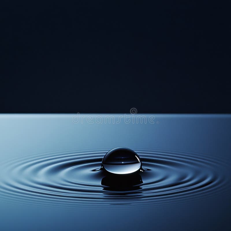 Droplet Creating Ripples on Smooth Surface in Dim Light Showcasing ...