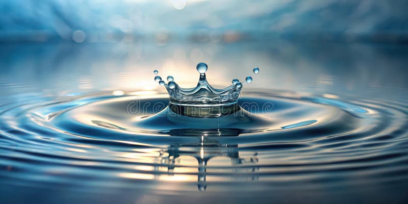 A Single Droplet of Water Creates a Crown-shaped Splash on a Tranquil ...