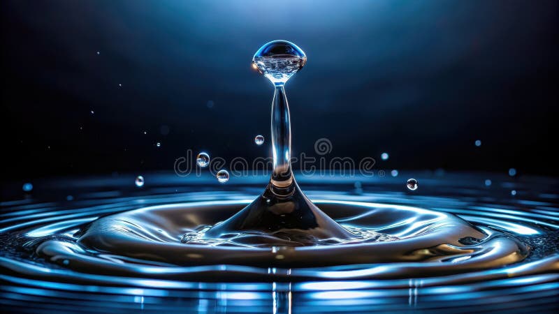 A Single Droplet of Water Impacting a Still Surface, Creating a ...