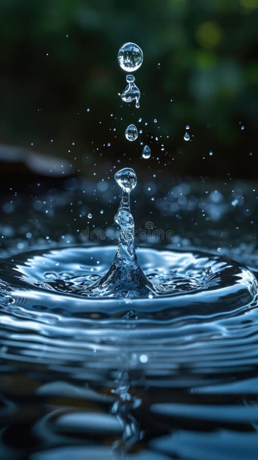 Droplet Falling into a Body of Water. Generative AI. Stock Photo ...