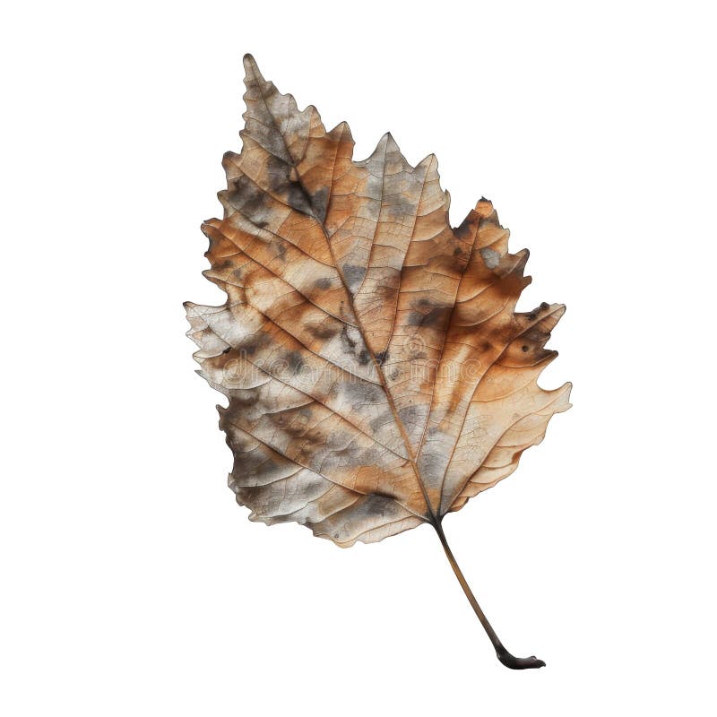 A Single Dry, Brown Leaf with Visible Veins and a Delicate Stem Stock ...