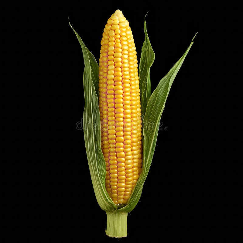 Single Ear of Corn Isolated on Black Background Stock Illustration ...