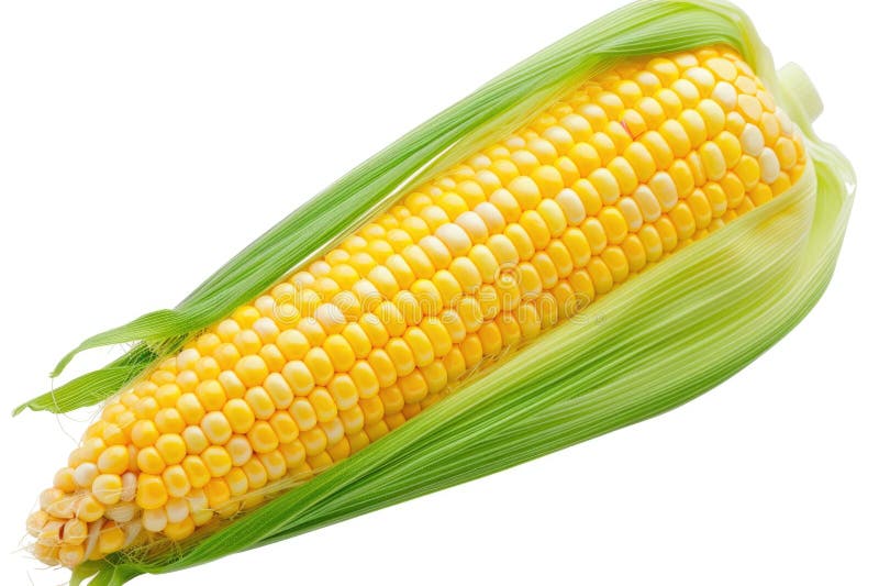 A Single Ear of Corn on a White Background Stock Image - Image of ...