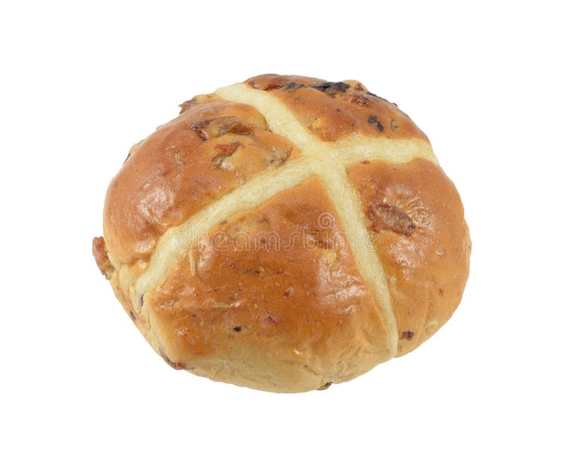 Spicy Hot Cross Bun Isolated Stock Image - Image of crossed, raisin ...