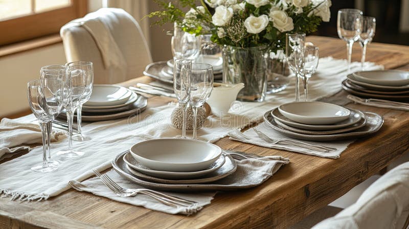 A Single Eco-friendly Dining Table Setup Styled with Neutral Accents ...