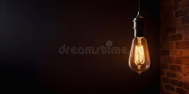 A Single Edison Bulb Hanging Against a Dark Background Stock Image ...