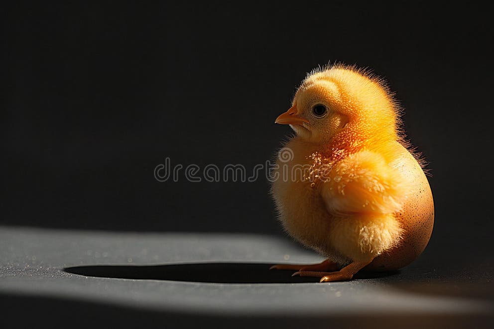 A Single Egg Casting the Shadow of an Easter Chick on a Dark Background ...