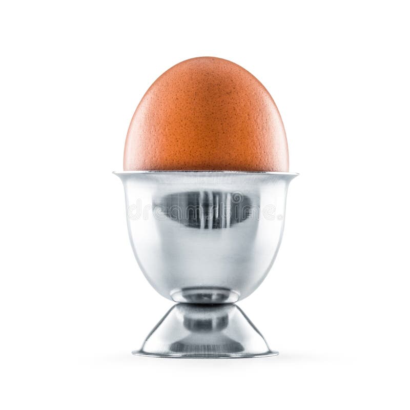 Single Egg in Egg Cup Isolated on White Background Stock Image - Image ...