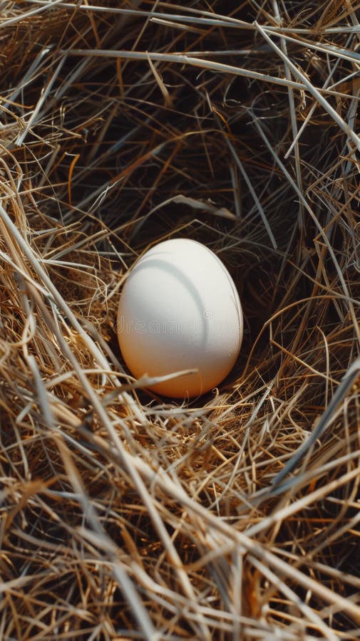 Single Egg in a Nest of Straw Stock Image - Image of birdlife, rural ...