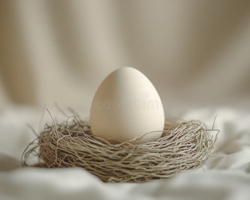 Minimalist Single Egg in Nest Stock Illustration - Illustration of ...
