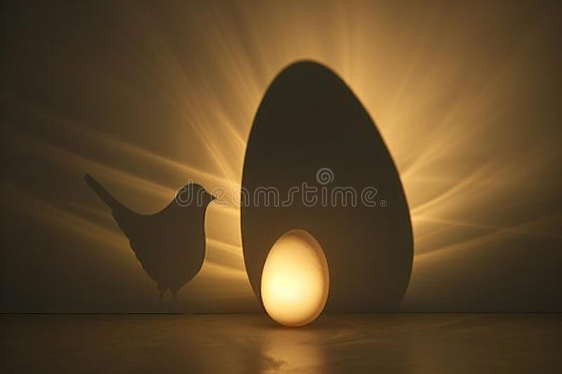 A Single Egg with the Shadow of an Animal in Front, Illuminated by a ...