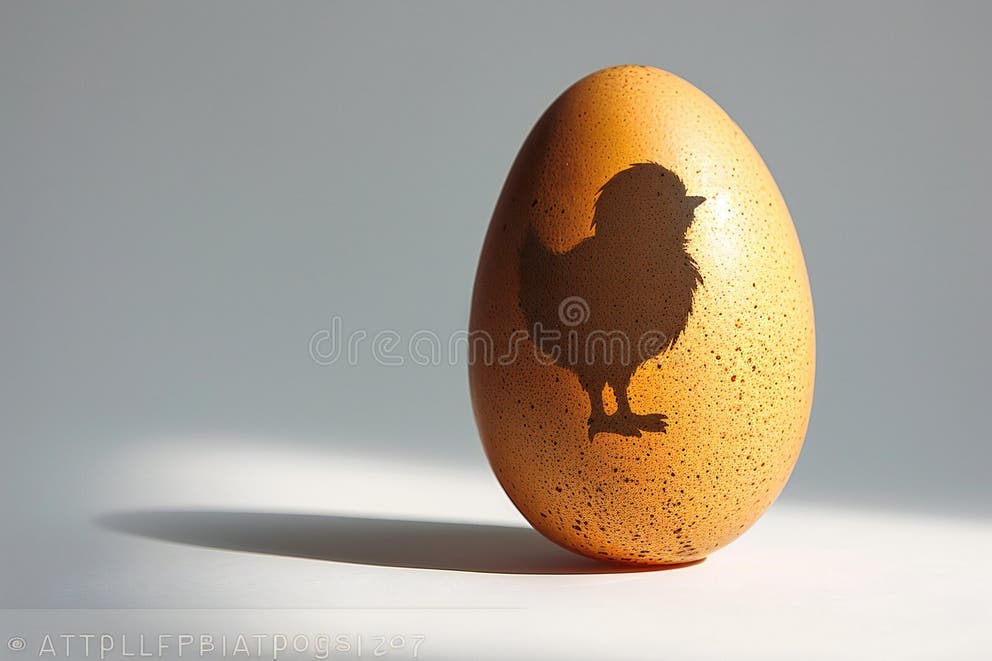 A Single Egg with the Shadow of an Easter Chick on it, Creating a ...