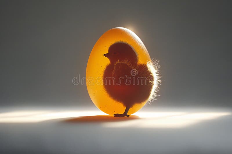A Single Egg with the Shadow of an Easter Chick on it, Creating a ...