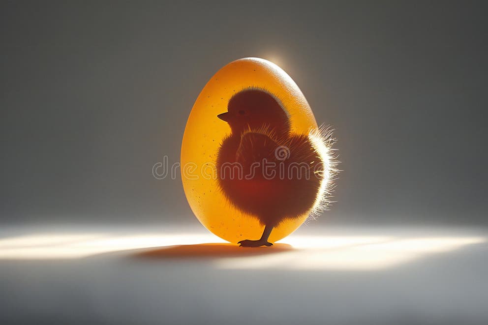 A Single Egg with the Shadow of an Easter Chick on it, Creating a ...