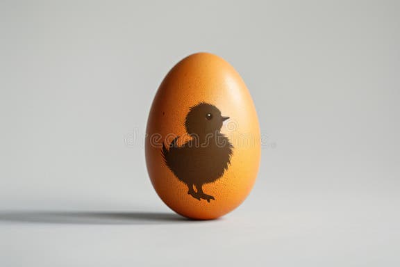 A Single Egg with the Shadow of an Easter Chick on it, Creating a ...