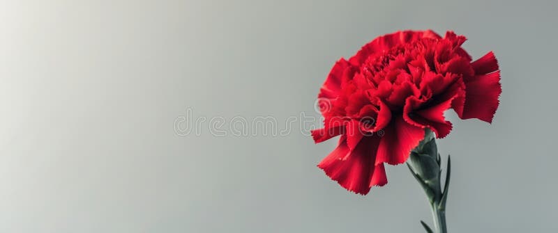 Single, Elegant Red Carnation Flower on a Soft, Gray Background ...