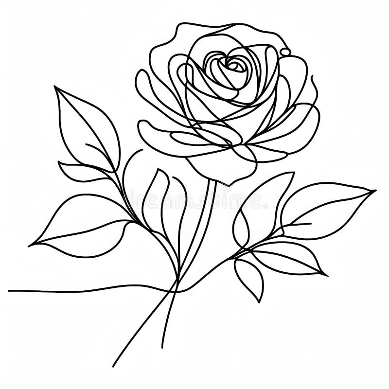 Single Rose Line Drawing Stock Illustrations – 4,371 Single Rose Line ...