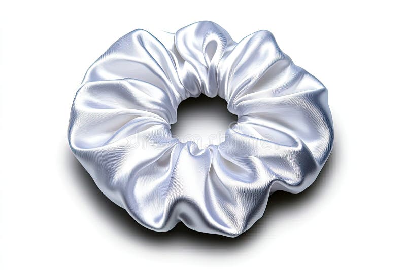 Elegant White Satin Scrunchie Stock Illustration - Illustration of ...
