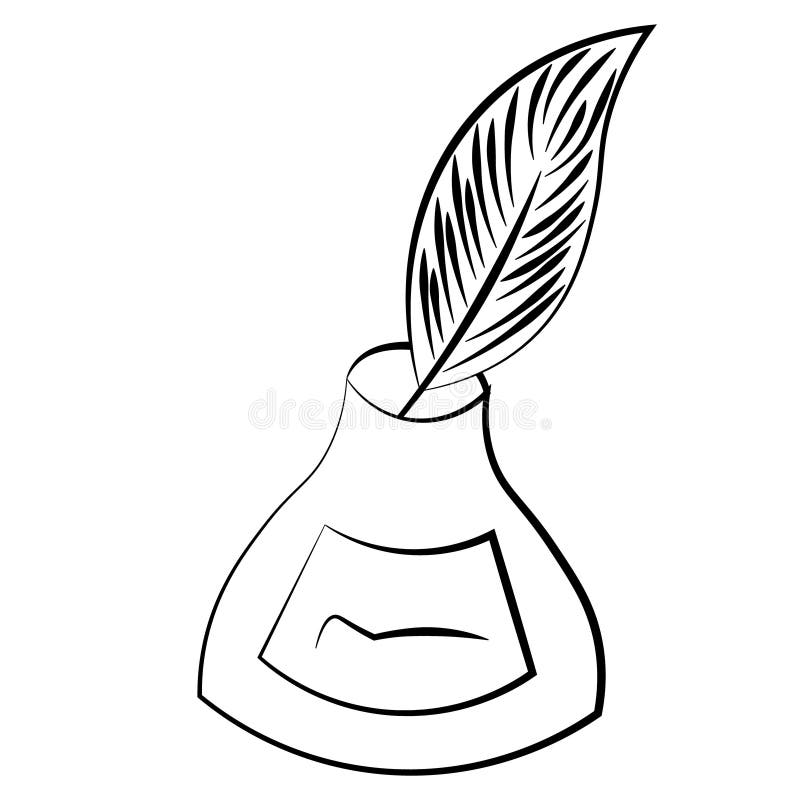 Single Element Inkwell. Draw Illustration in Black and White Stock ...